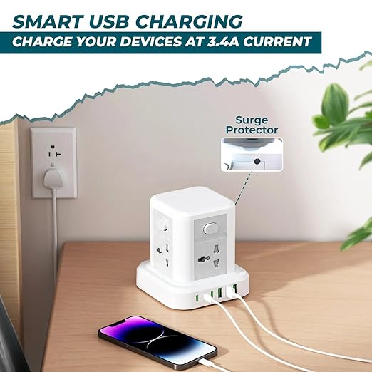 Embox Electric Extension Board 10 Devices in 1 With USB Ports, Type A ...